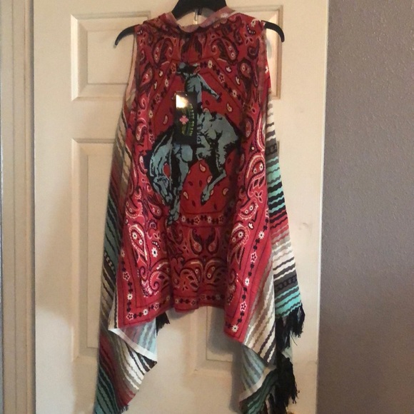 Crazy Train | Jackets & Coats | Gorgeous Serape Vest With Saddle Bronc ...